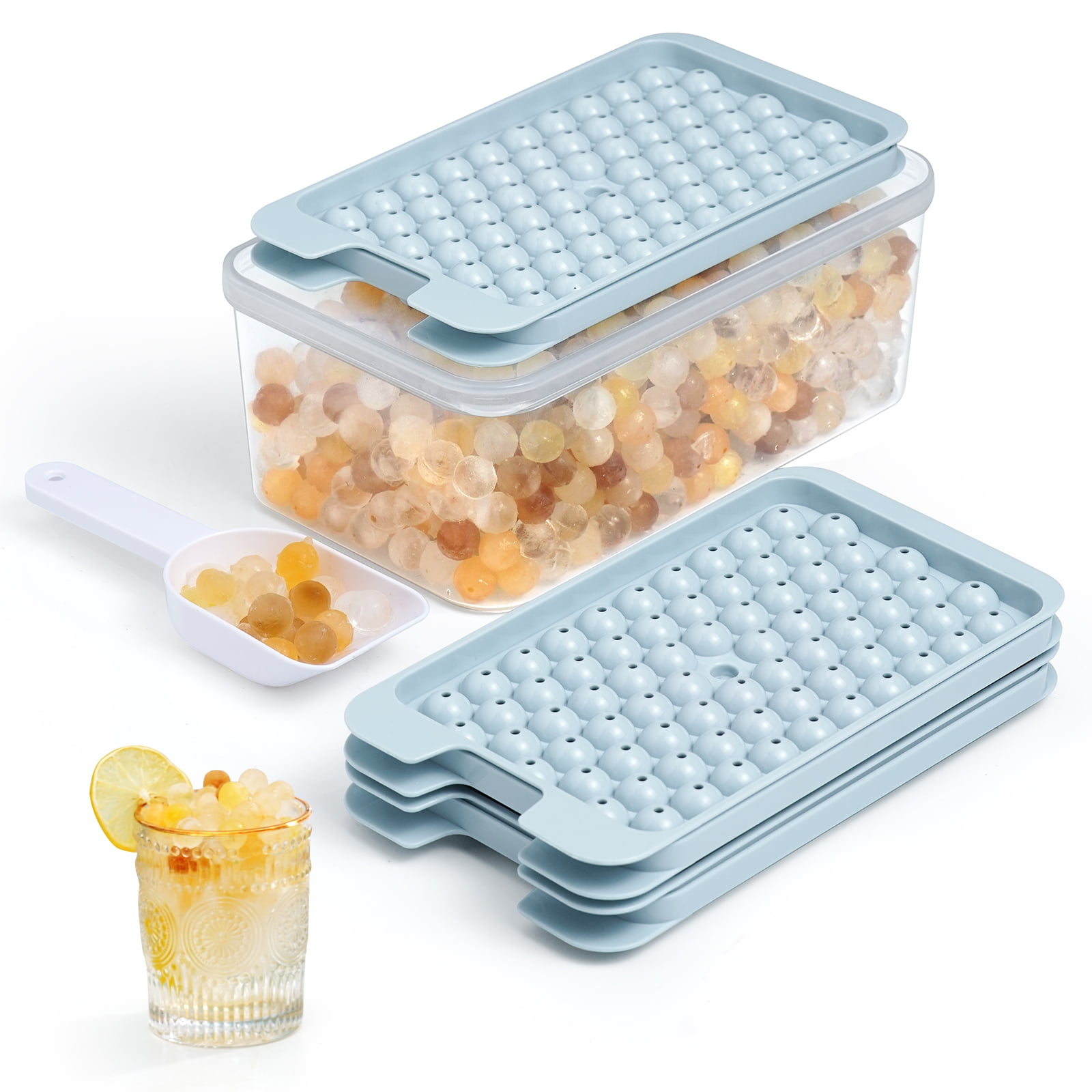 Walmart Ice Cube Tray with Lid, Stackable, Small Ice Balls, 3 Pack ...