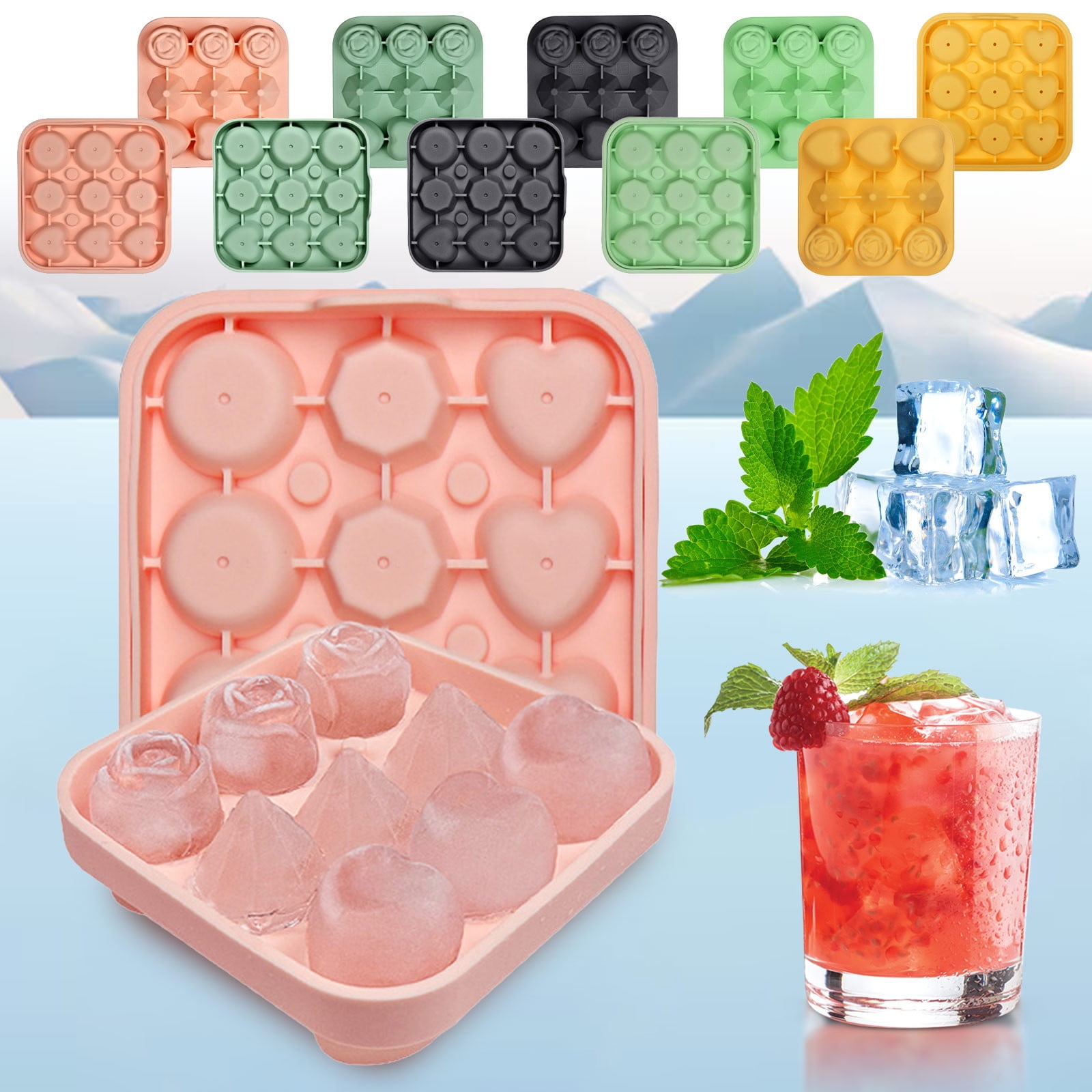 Ice Cube Tray, 4.8Inch Ice Cube Molds, Silicone Ice Mold, 3 Cavity ...