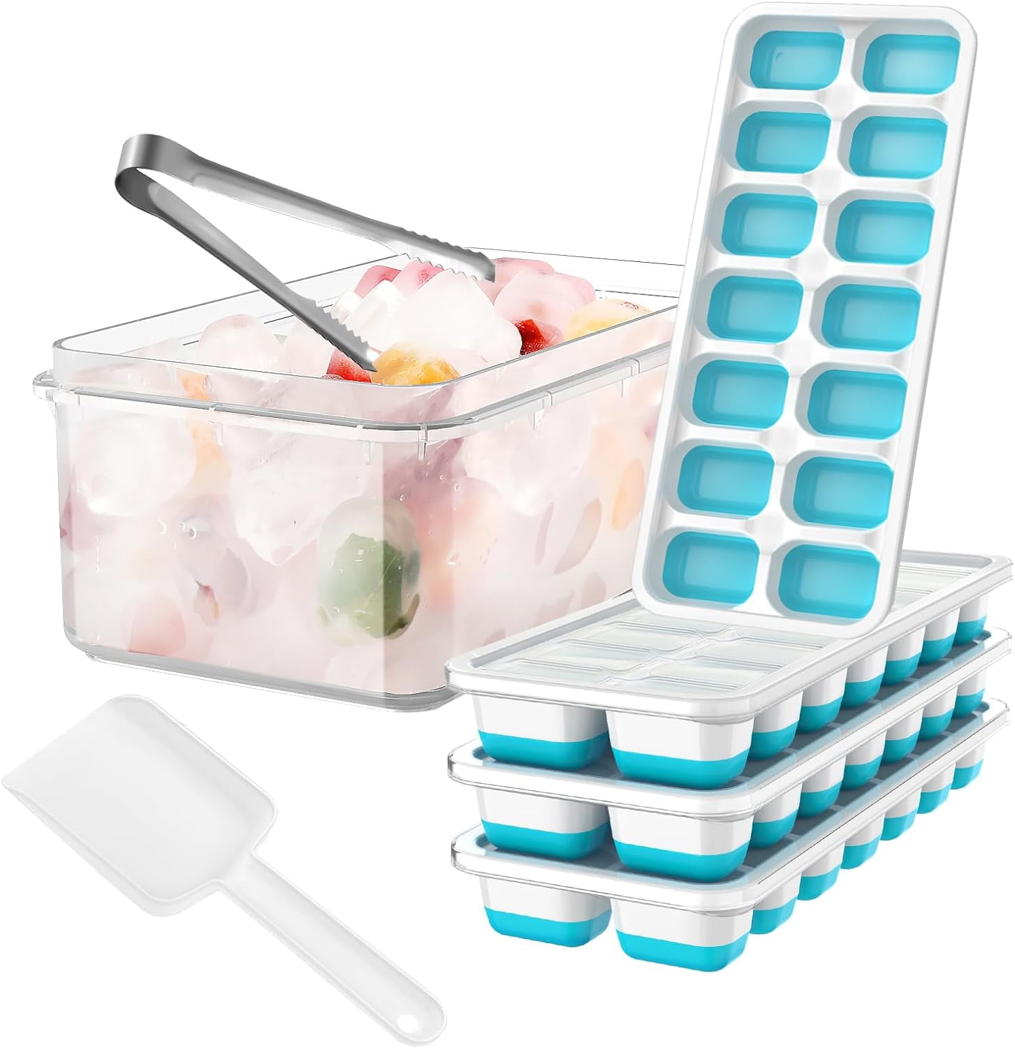 Ice Cube Tray 4 Pack, Silicone Ice Cube Trays For Freezer, 56-Ice Trays ...