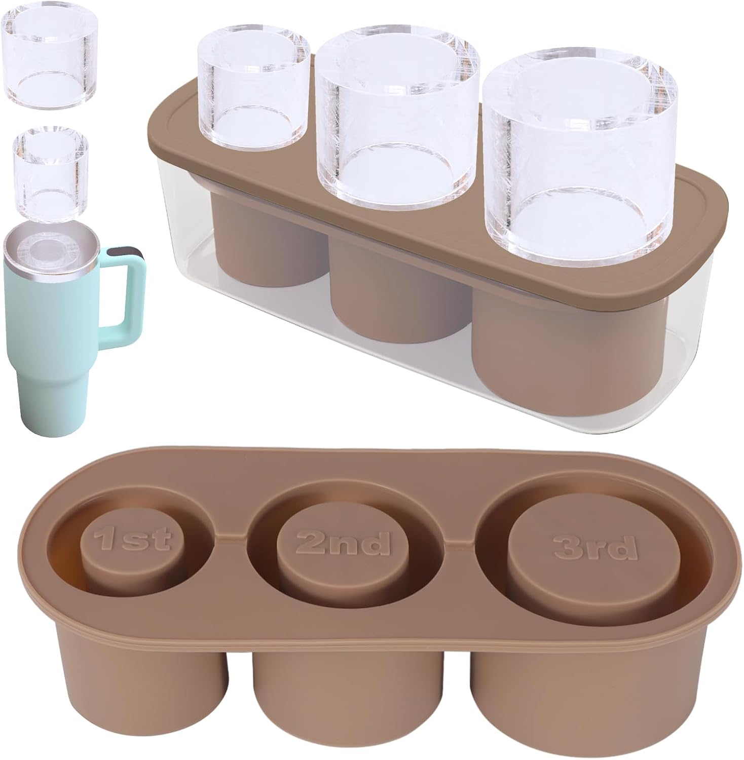 Ice Cube Tray for 40Oz Tumbler, 3 Silicone Annular Ice Cube Molds for ...