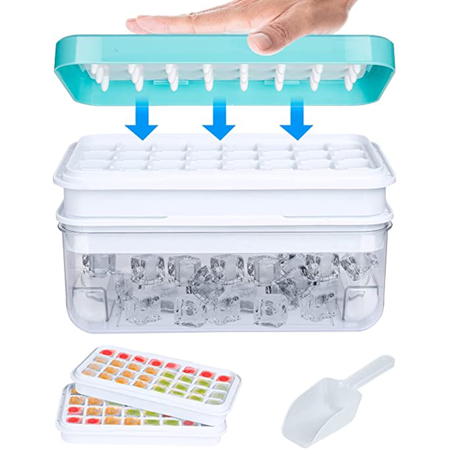 Ice Cube Tray, 64 Nuggets Ice Cubes Molds, Silicone Ice Cube Tray with ...