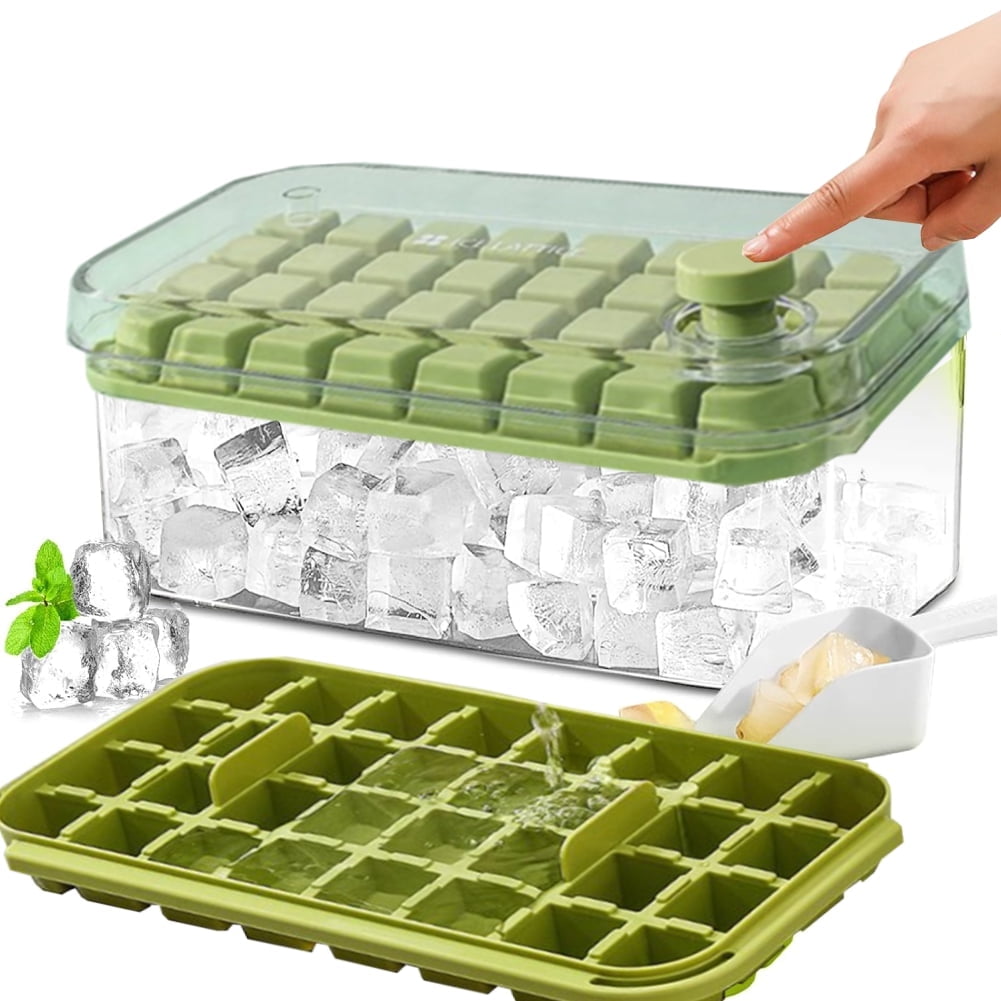 Fyydes Ice Cube Tray for Freezer, 64 Cubes Mold with Lid and Bin, BPA ...