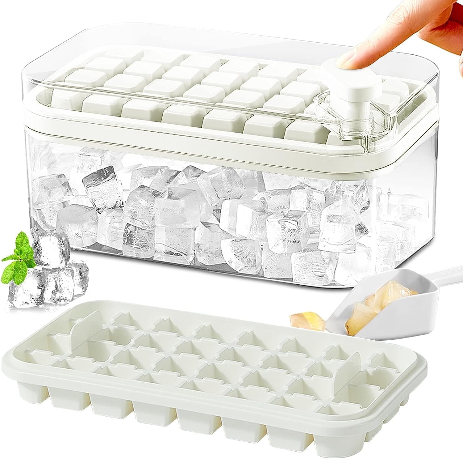 Fyydes Ice Cube Tray for Freezer, 64 Grids, Easy Release Silicone Mold ...