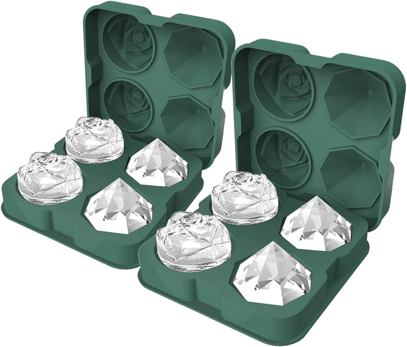Ice Cube Tray, HANCELANT 2.5inch Ice Cube Molds, 2 Cavity Silicone Rose ...