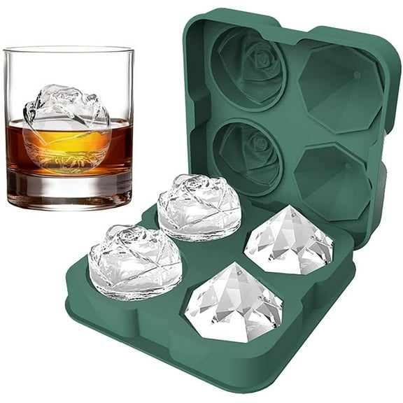 MOPOOR Ice Cube Tray, Rose Ice Cube Trays With Covers, 6 Cavity Silicone Rose Ice Ball Maker ...