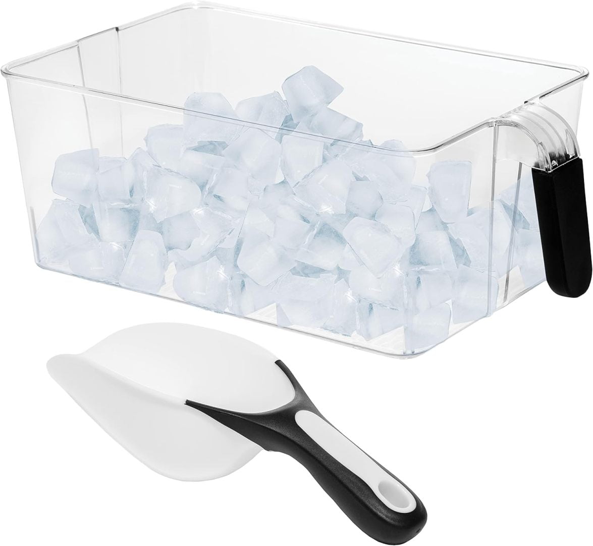 Ice Cube Tray + Ice Scoop For Freezer | Ice Bin & Flexible Scoop | BPA ...