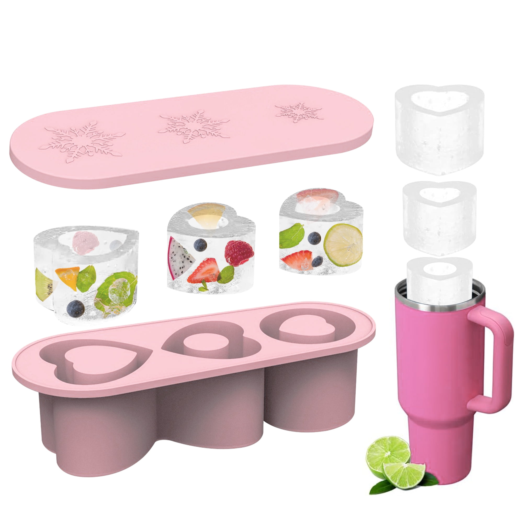 KIMHY Silicone Ice Cube Tray, Heart Molds with Lid, Mini Ice for ...