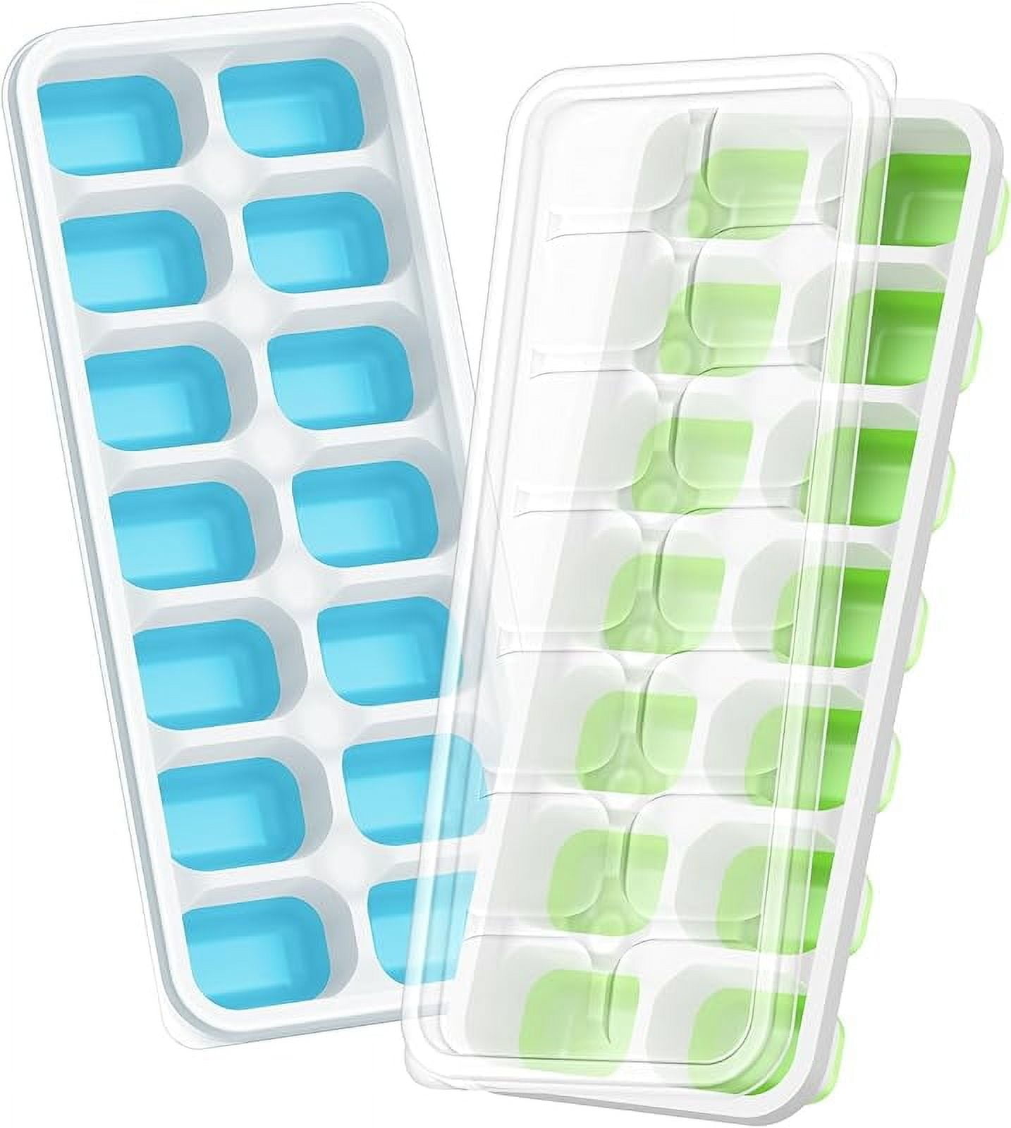 Ice Cube Tray with Lid, 4 Packs 56 Cubes Durable Stackable Ice Cube ...