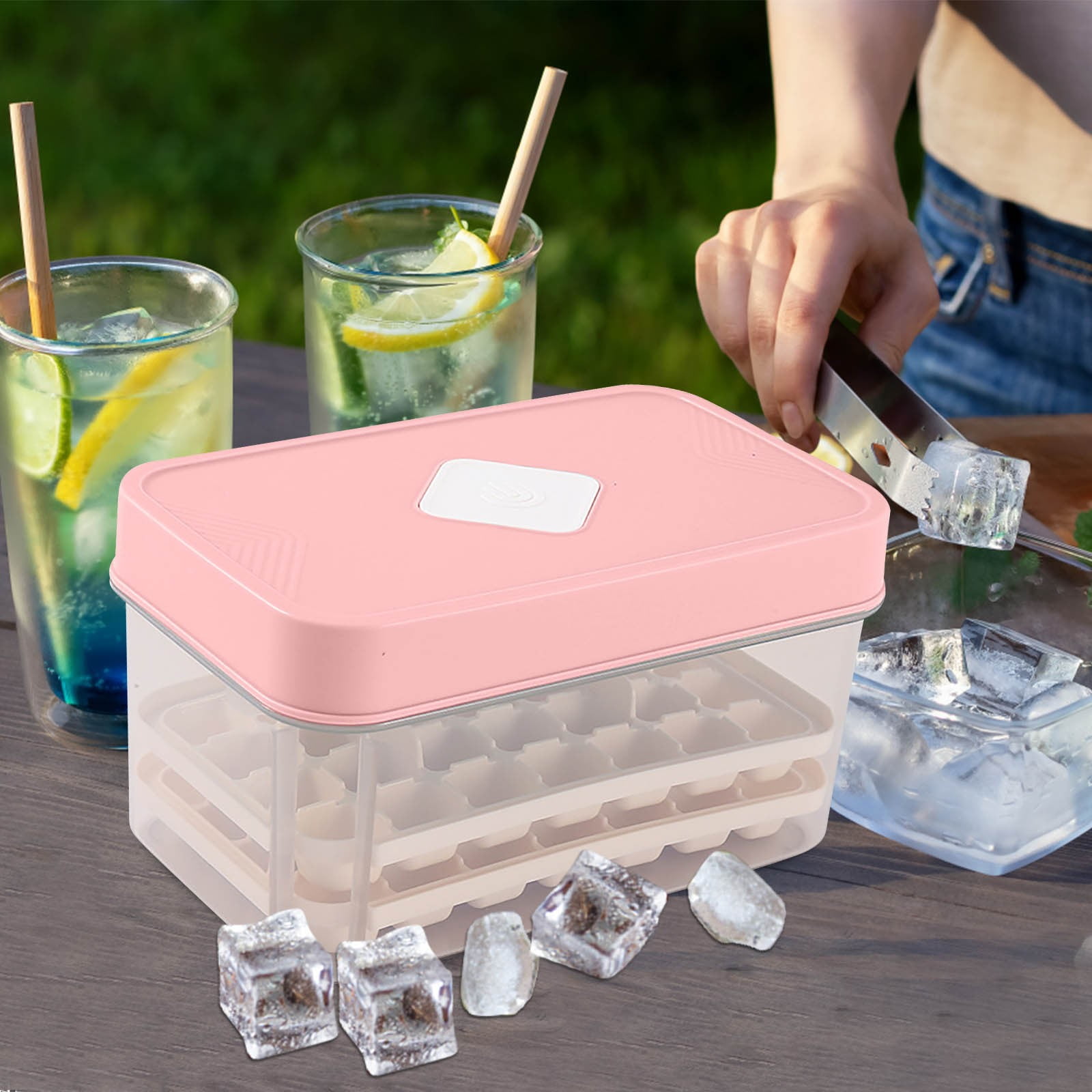 Ice Cube Tray with Lid | 56 Compartment Food Grade Plastic Ice Making ...