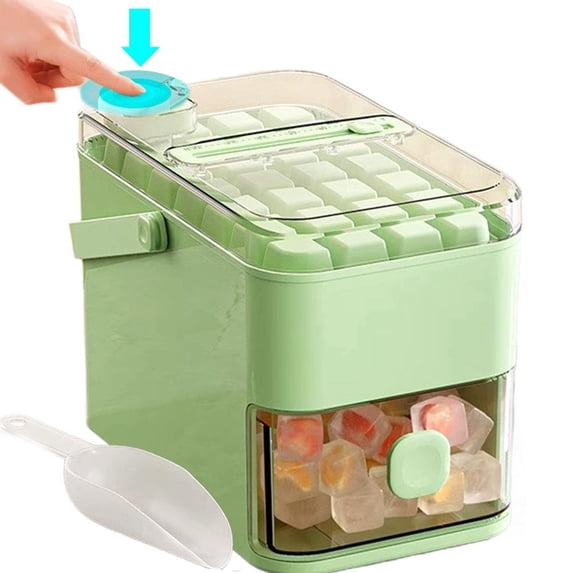 Ice Cube Tray with Lid and Bin, Easy Press Ice Maker with Scoop for ...