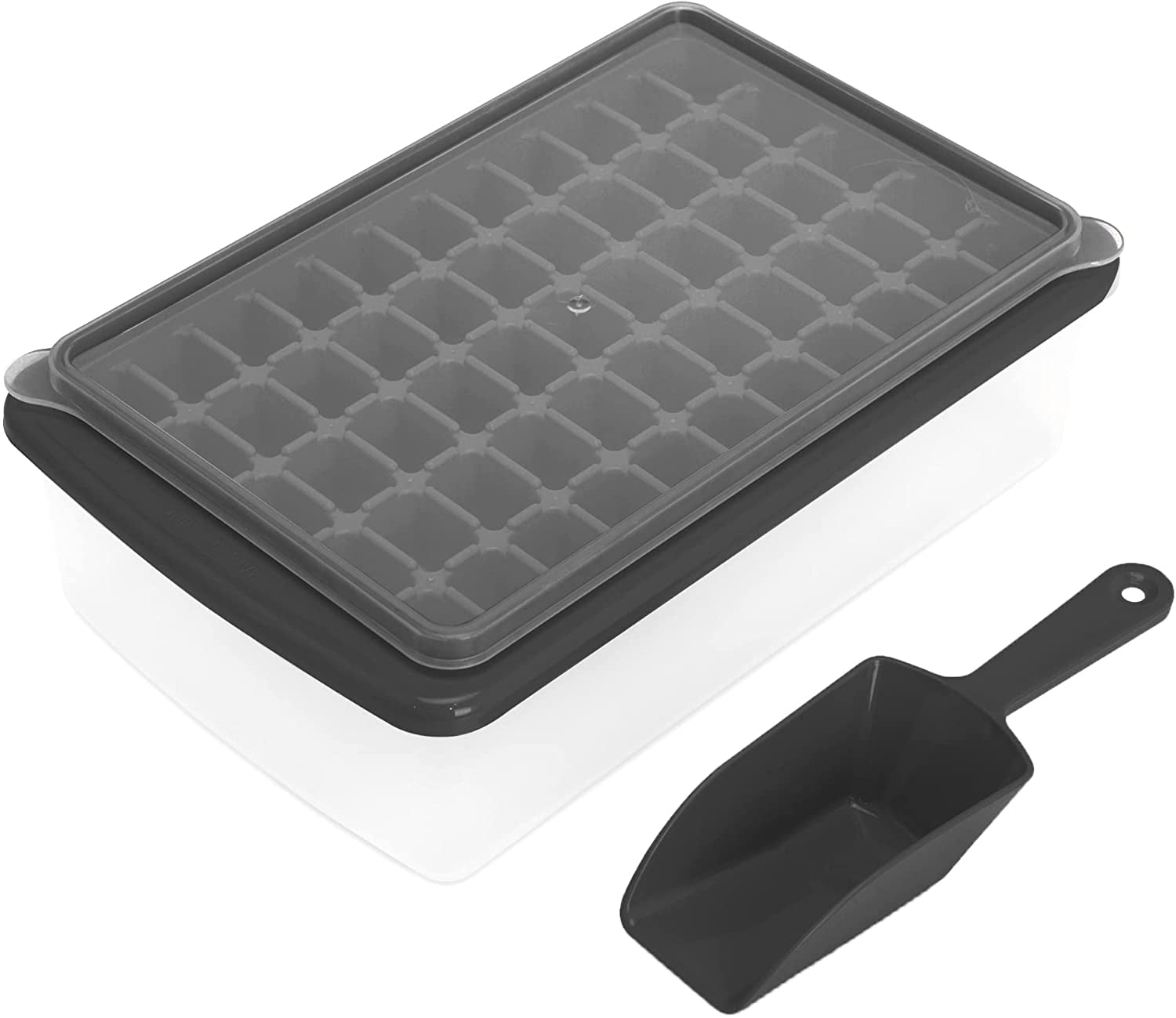 Ice Cube Tray with Lid and Bin for Freezer, Easy Release 55 Nugget Ice ...