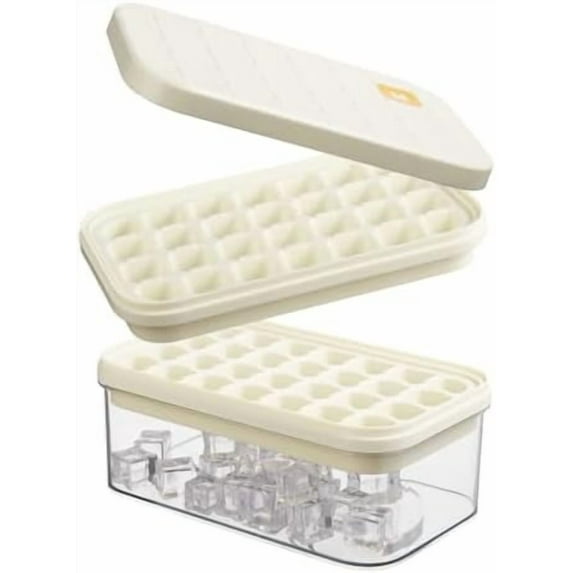 Ice Cube Tray with Lid&Bin, Ice Cube Mold with 56 Cubes, Stackable Ice ...
