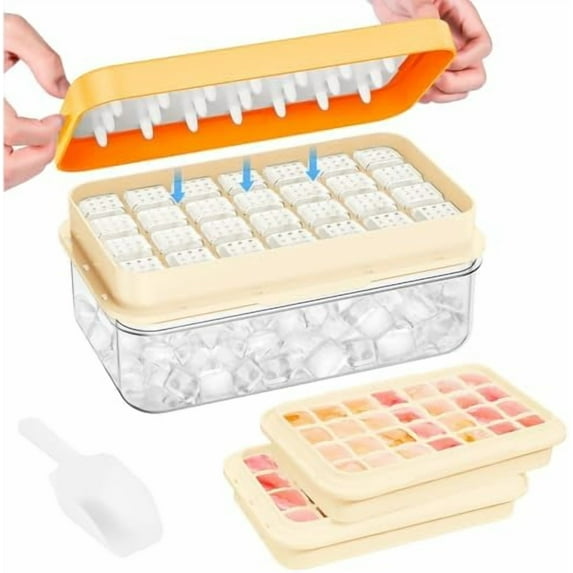 Ice Cube Tray with Lid and Bin, Ice Trays for Freezer, Flexible Ice ...