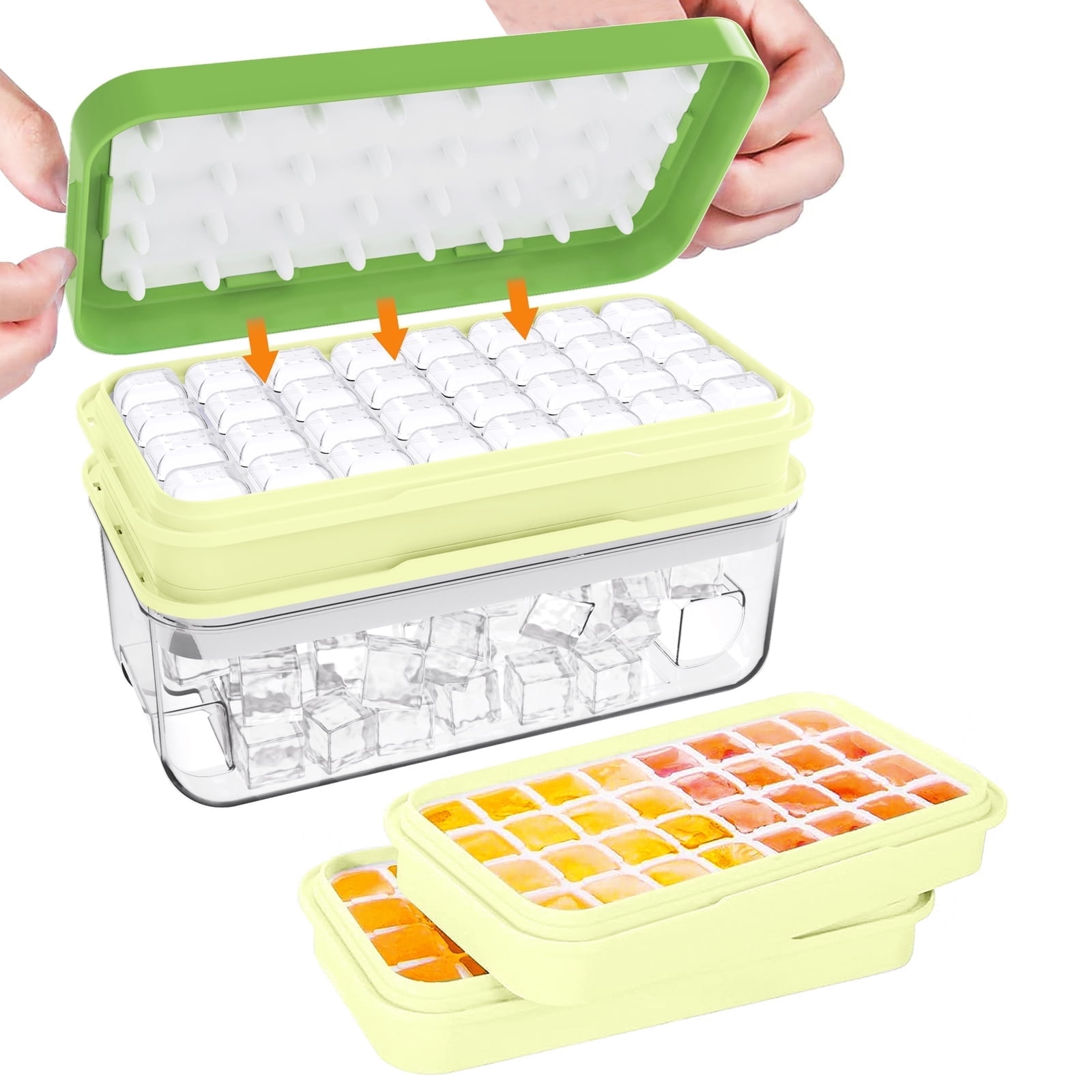 Ice Cube Tray With Lid and Bin, Ice Trays for Freezer, Ice Cube Trays ...