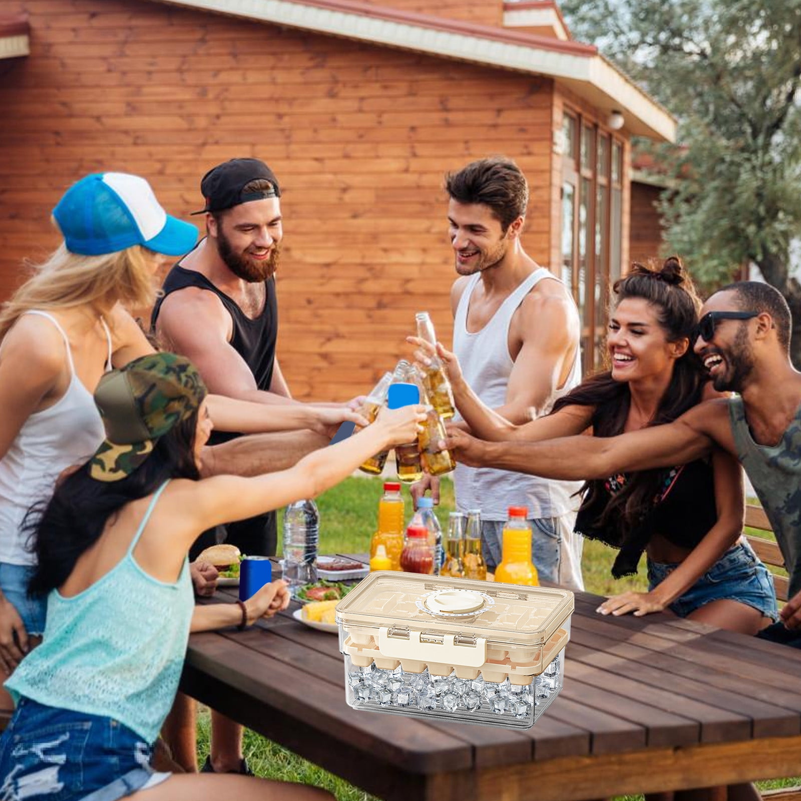 Ice Cube Tray with Lid and Bin, Plastic Ice Cube Tray Molds, Ice Trays ...