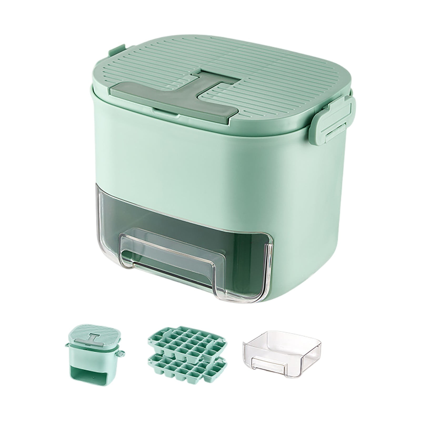 Ice Cube Tray with Lid and Bin,Plastic Ice Cubes Trays for Freezer with ...