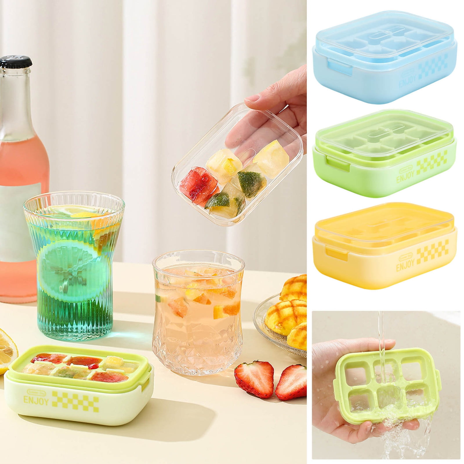 Ice Cube Tray with Lid - Easy Release Silicone Ice Maker Mold - Food ...