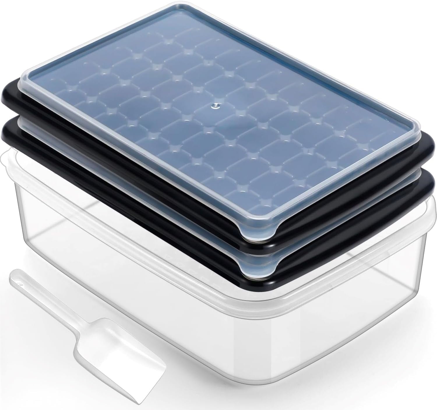 Ice Cube Tray with Lid, Ice Cube Bin with Lid, Easy Release 55 Ice ...