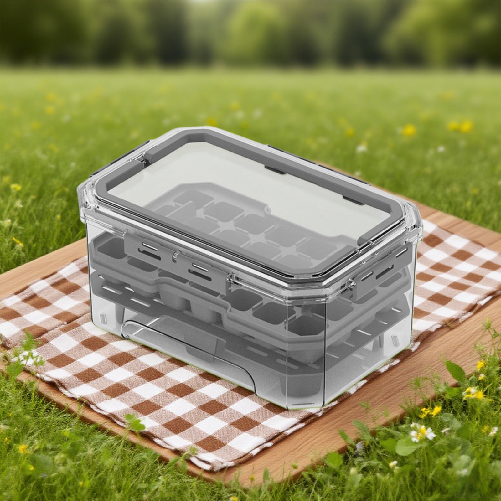 Ice Cube Tray with Lid,Plastic Ice Cubes Trays for Freezer with Box ...