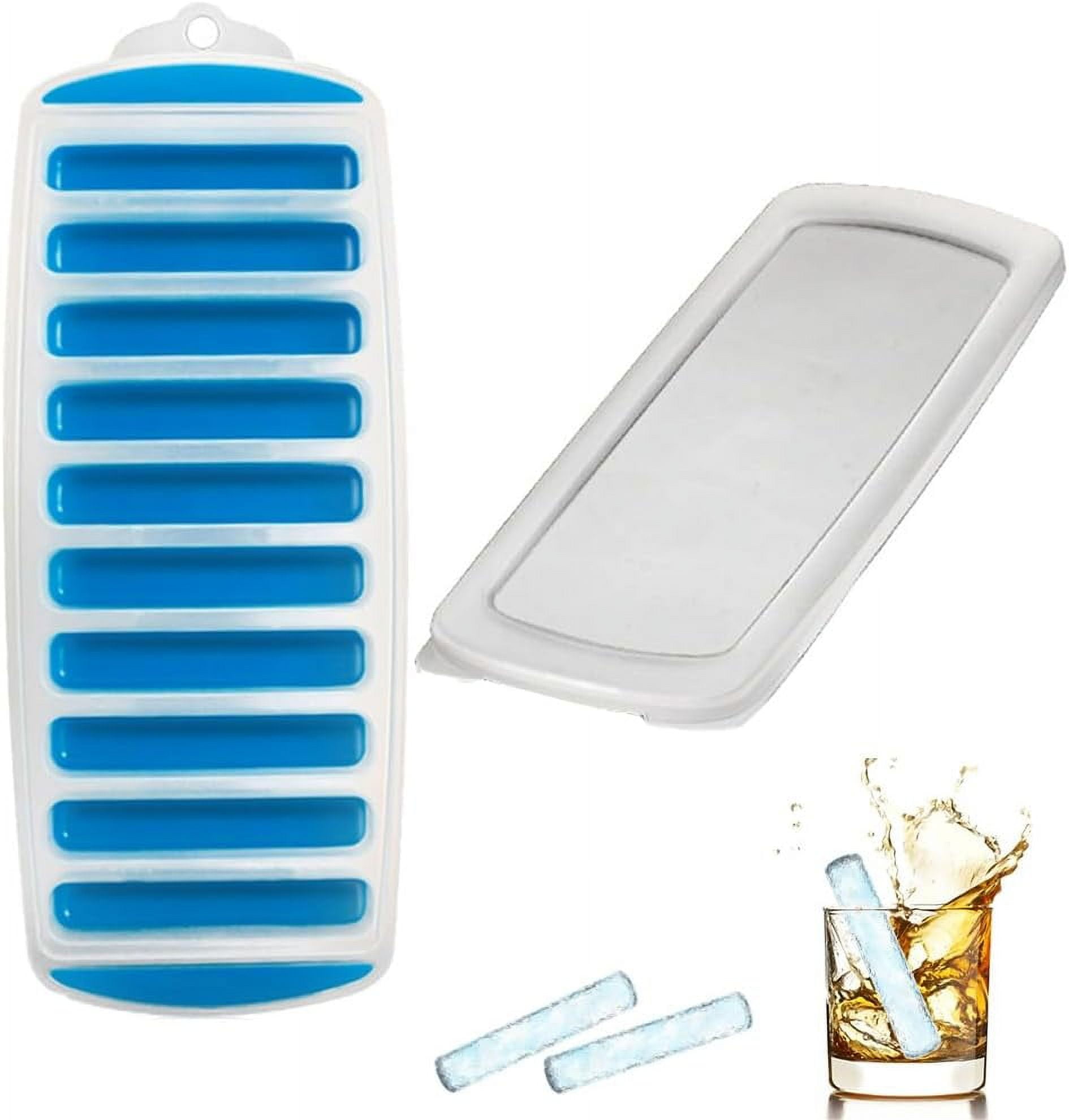 Ice Cube Tray with Lid Reusable Bottom Silicone Ice Stick Tray Easy ...