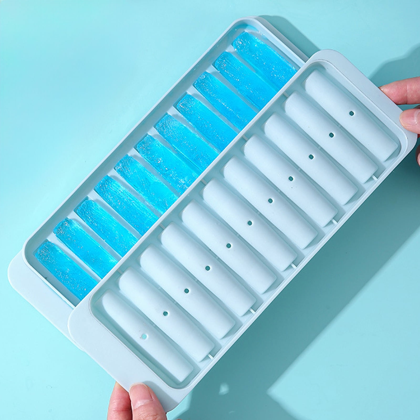 Ice Cube Tray, Long Ice Stick Tray plastic with Lid, Rectangular Narrow ...