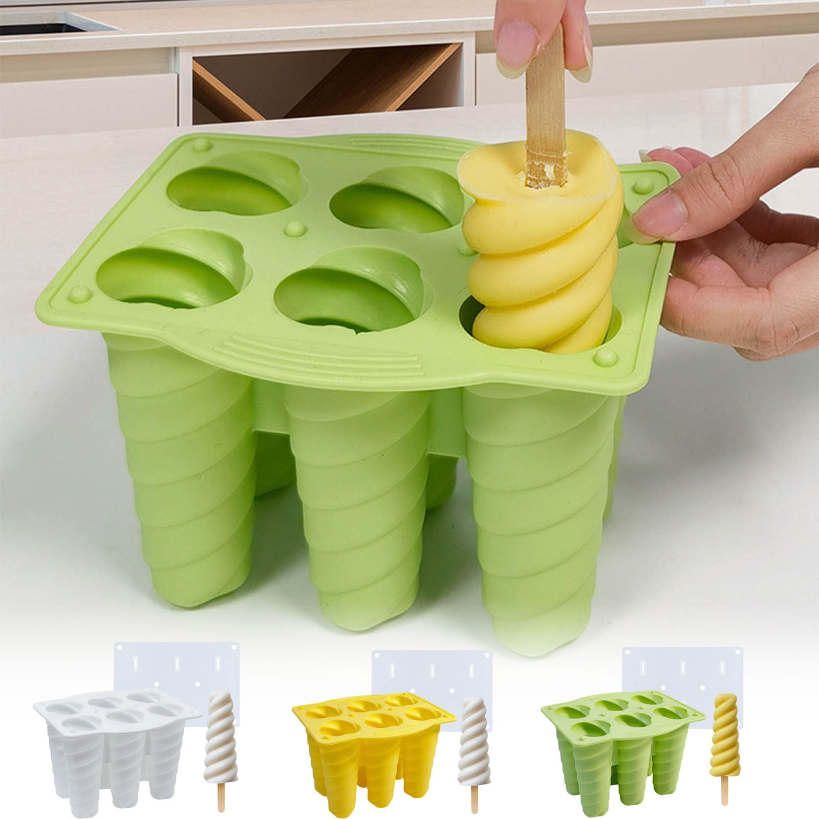 Ice Cube Tray Popsicles Molds,6 Cavity Ice Pop Mold,Silicone Popsicle ...