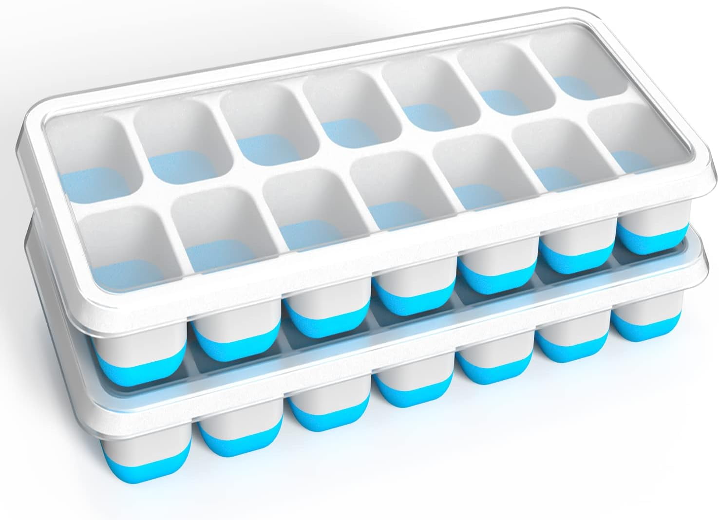 Ice Cube Tray, Silicone Ice Tray with Stackable and Spill-Resistant Lid ...