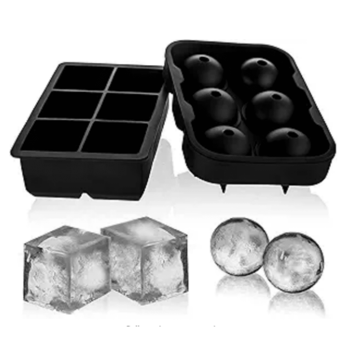 Ice Cube Tray Silicone Large Ice Ball Maker (Set of 2) - Silicone ...