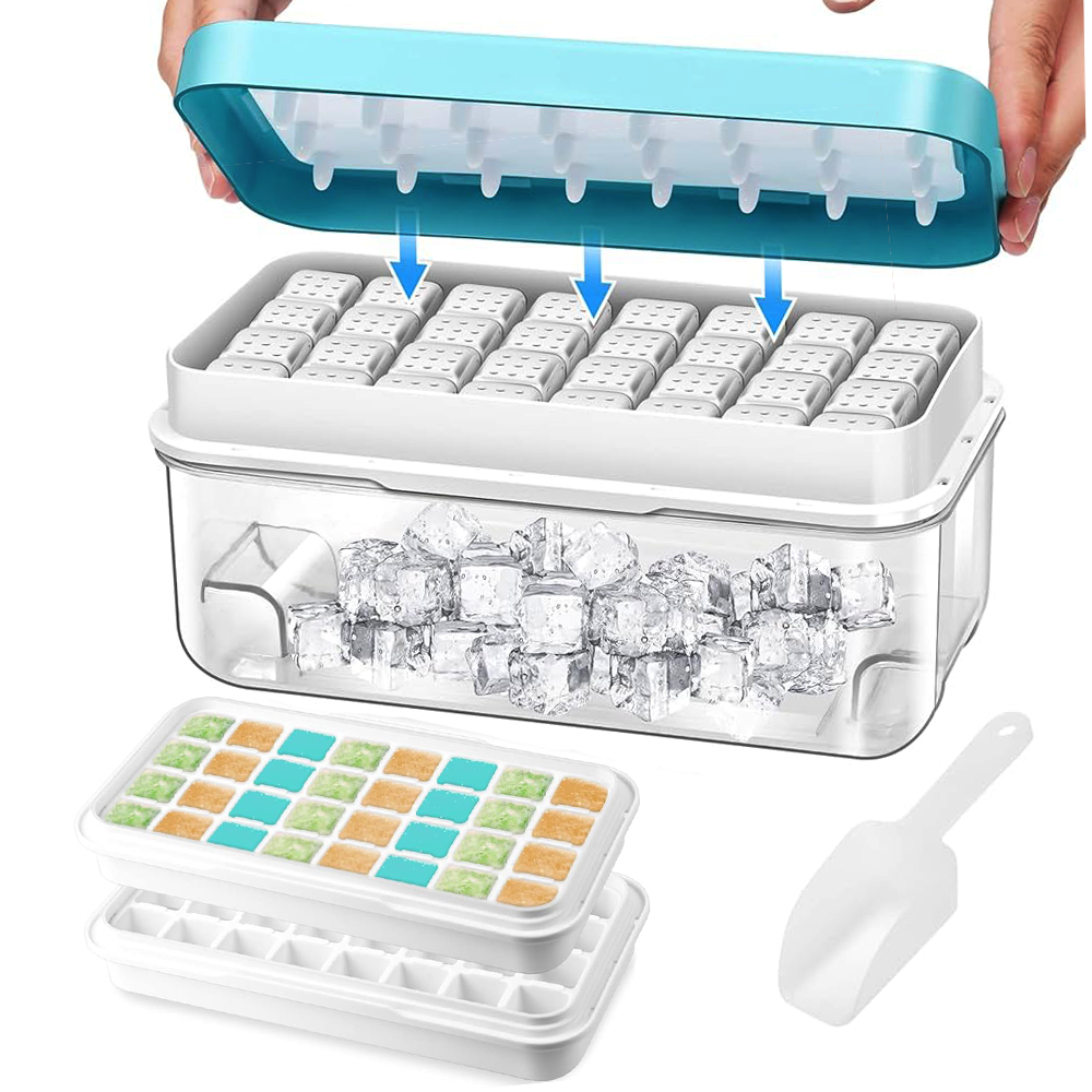 Reusable & Stackable Silicone Ice Cube Tray with Lid and Bin | 36 ...