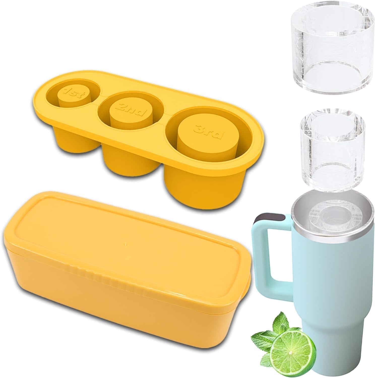 Ice Cube Tray for Stanley Cup, Silicone Cylinder Ice Cube Mold with Lid ...