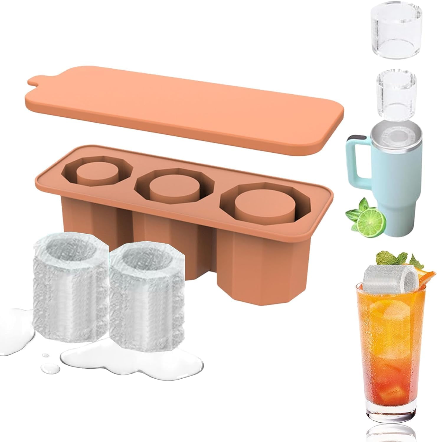 Ice Cube Tray for Stanley Cup, Silicone Cylinder Ice Cube Mold with Lid ...