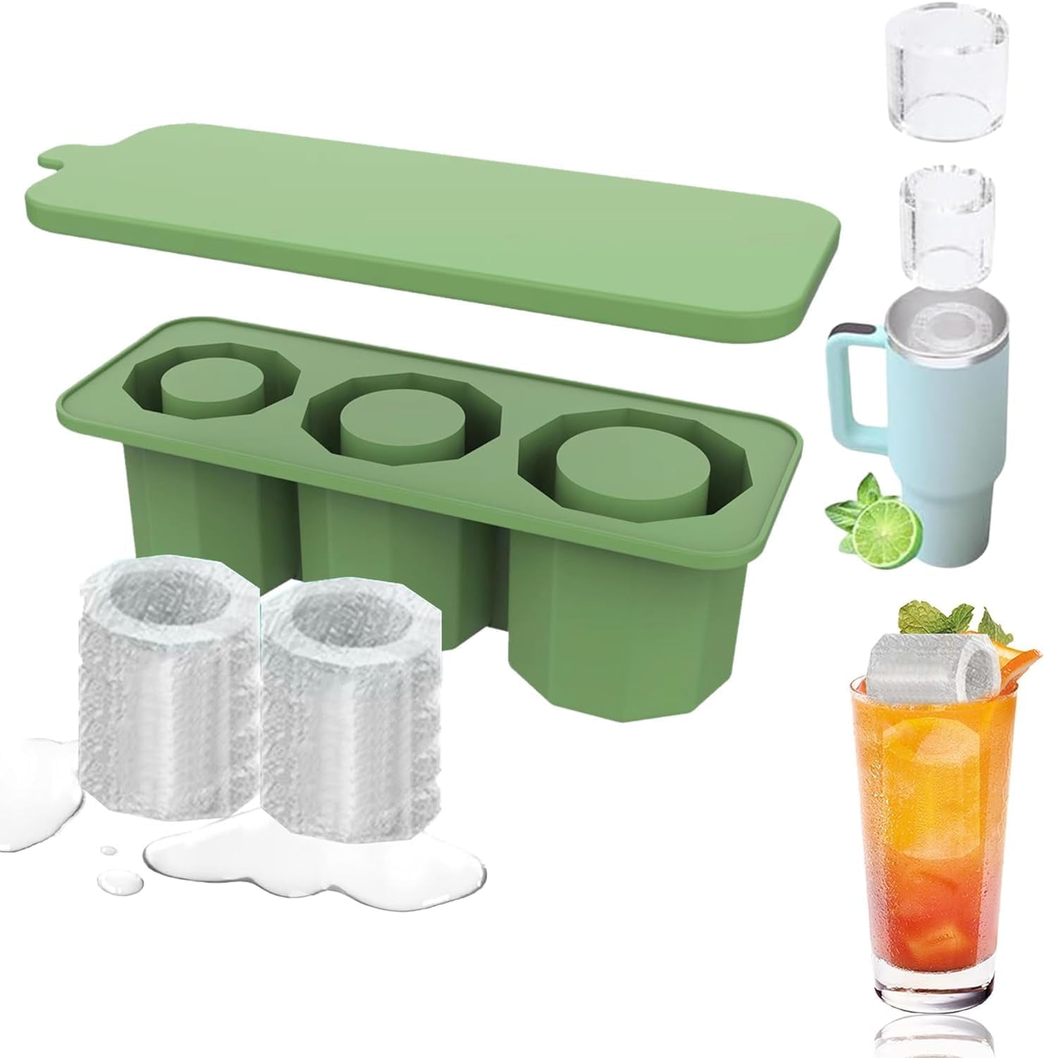 Ice Cube Tray for Stanley Cup, Silicone Cylinder Ice Cube Mold with Lid ...