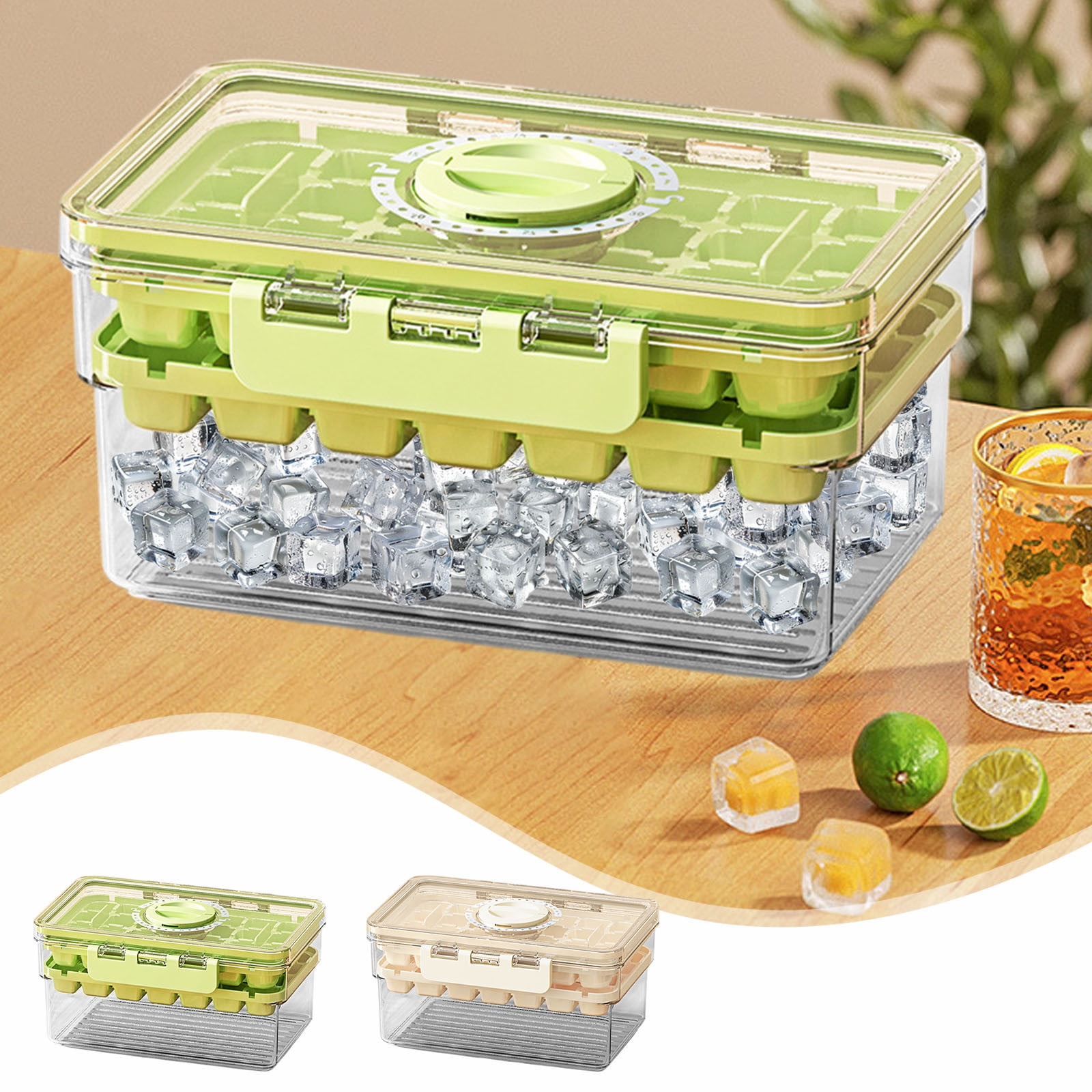 Ice Cube Tray with Storage Container, 50-Cube Capacity, Transparent ...
