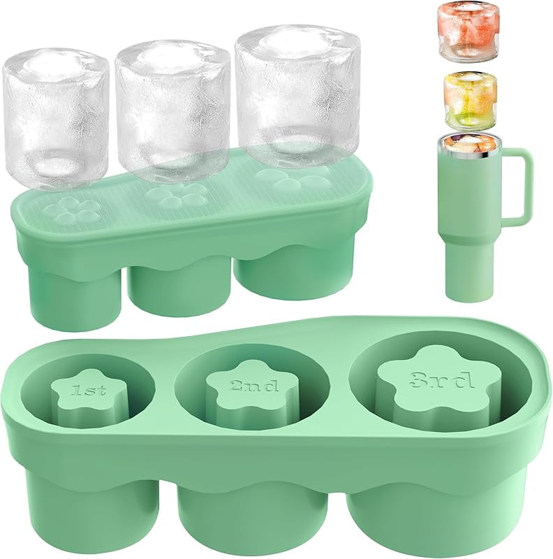 Ice Cube Tray for Tumbler Cup 20-40 Oz, 3 Sizes Silicone Cylinder Ice ...