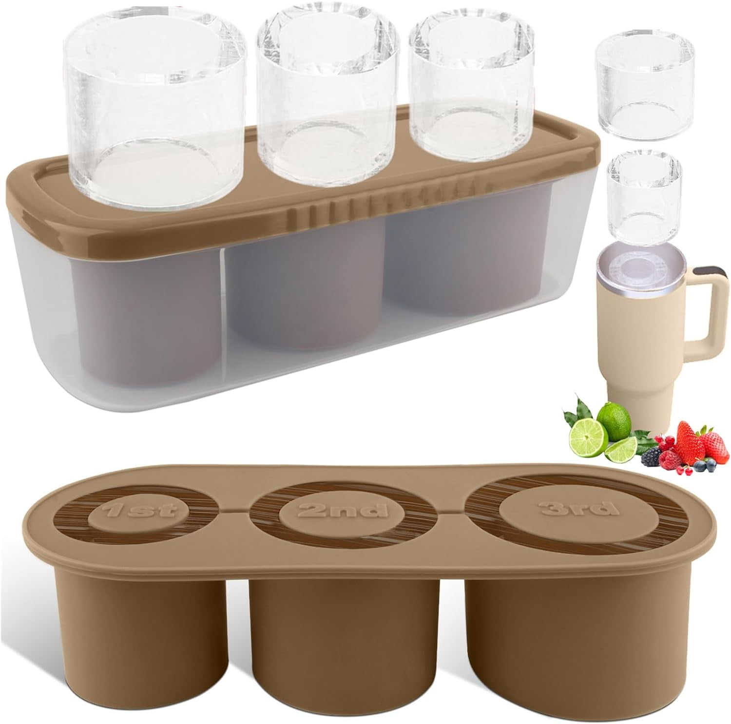 Ice Cube Tray for Tumbler Cup 30-40 oz 3pcs Silicone Ice Cube Molds ...