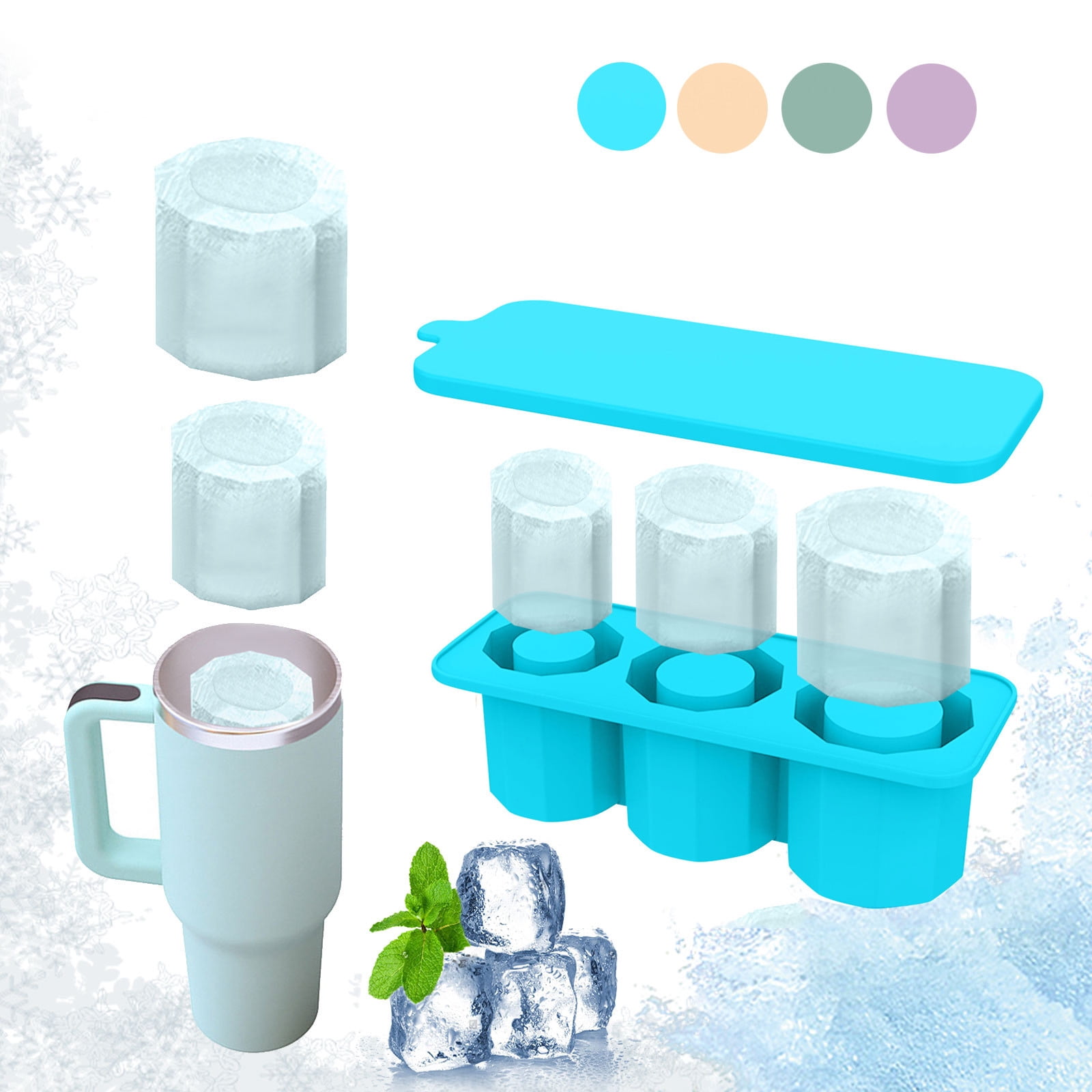 Ice Cube Tray for Tumbler Cup, Silicone Ice Cube Maker With Lid for 20 ...