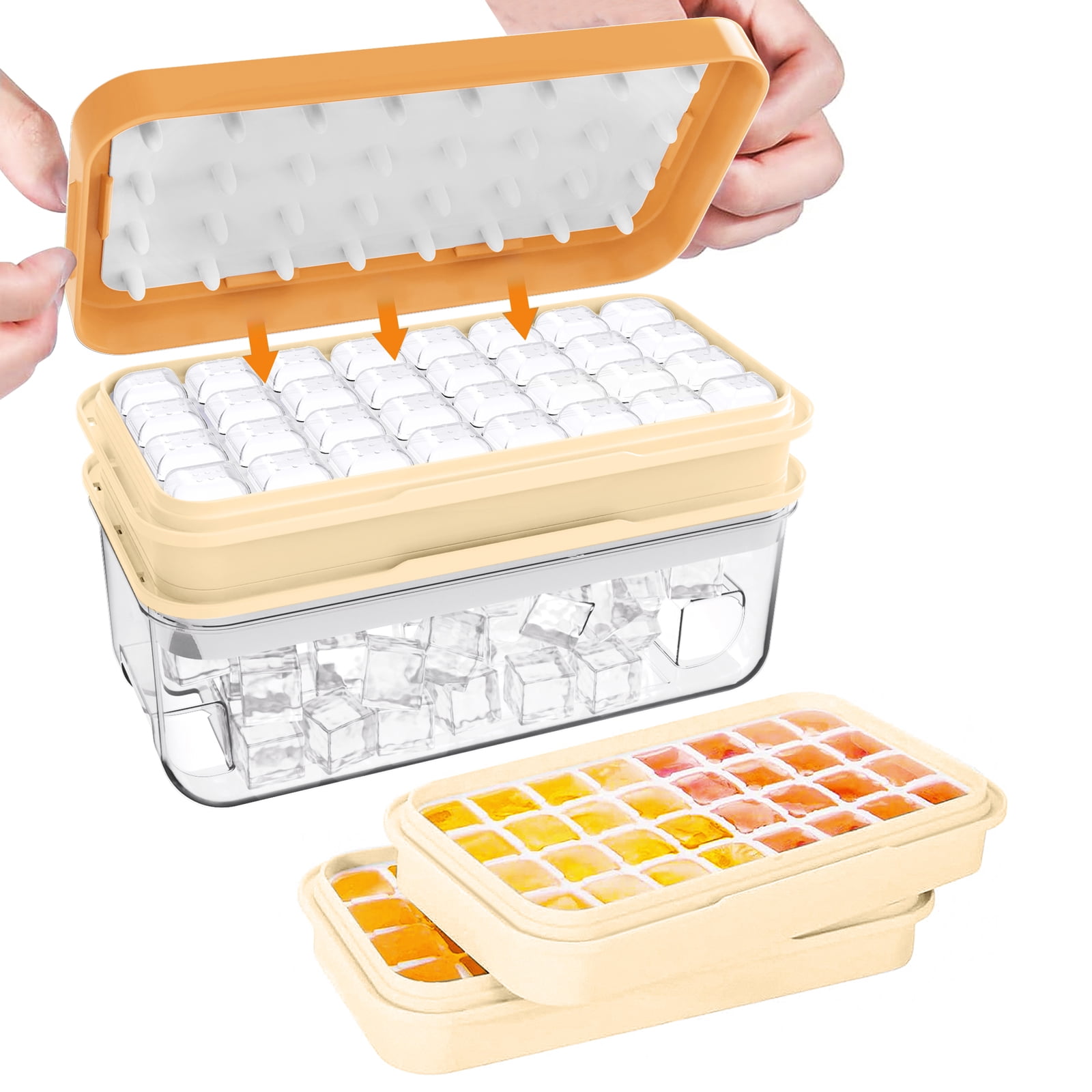 Ice Cube Tray With Lid and Bin, Ice Trays for Freezer, Flexible Ice ...