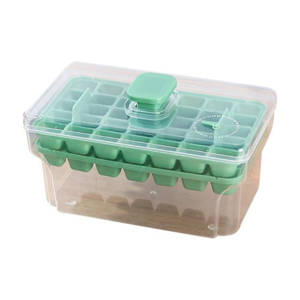 Ice Cube Tray with Lid & Storage Box Silicone PP Ice Cube Maker Tray 32 ...