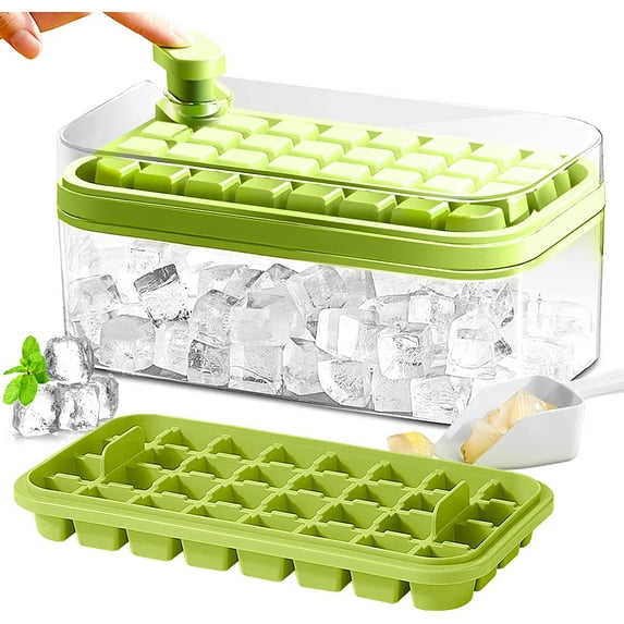 Ice Cube Tray with Lid and Bin, 2 Pack for Freezer, 64 Pcs Ice Cube ...