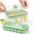 Ice Cube Tray with Lid and Bin One Press Double Layer Reusable with ...