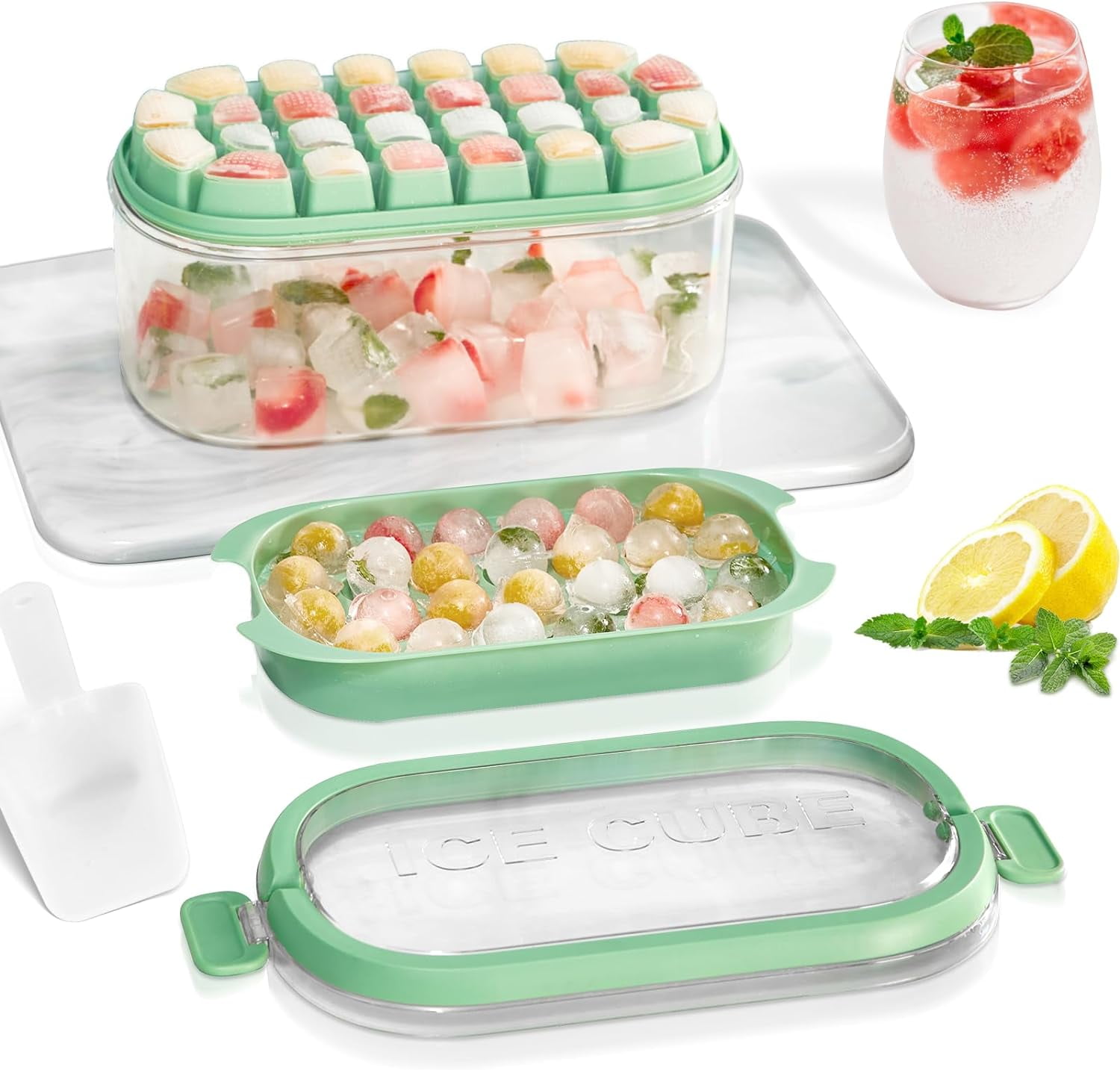 Ice Cube Tray with Lids and Bin for Freezer, Keep Your Food Fresh Ice ...