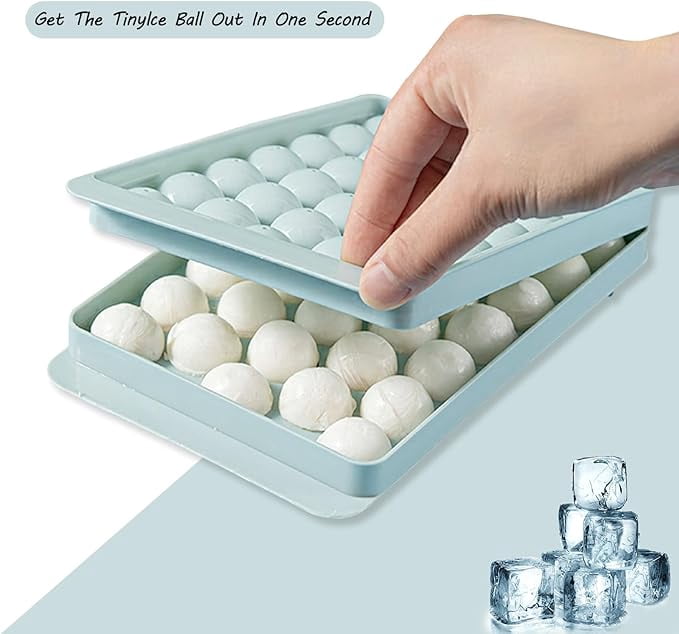 Ice Cube Trays, 1 Inch Round Ice Trays for Freezer with Lid and Bin, 33 ...