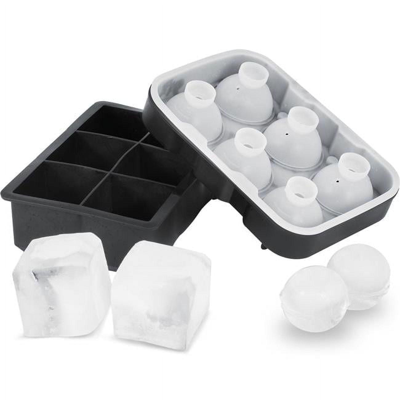 Ice Cube Trays - 2-in-1 Combo with Silicone Sphere Ice Ball Maker ...