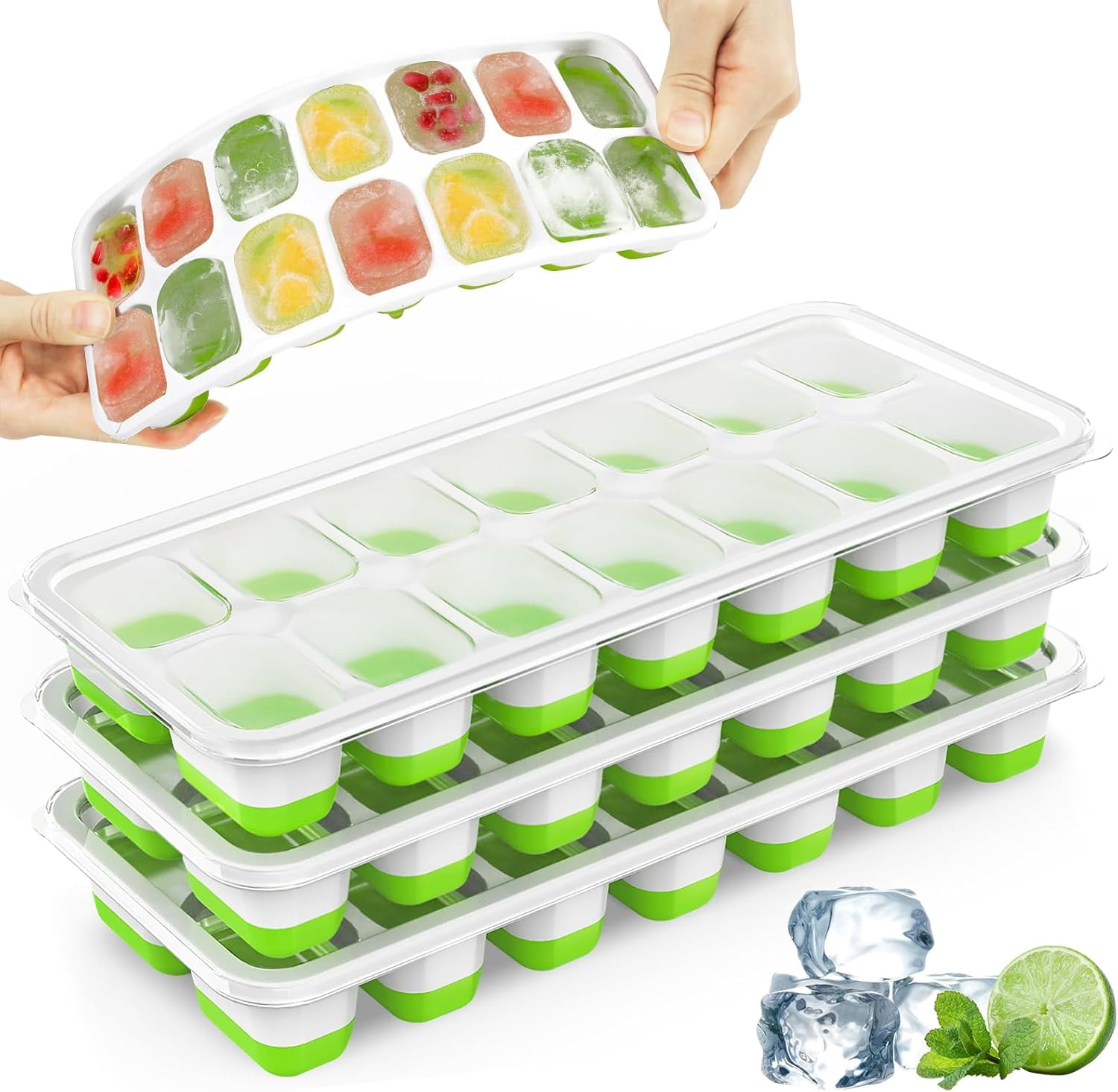 Ice Cube Trays, 4 Pack Durable Stackable Ice Trays for Freezer with ...