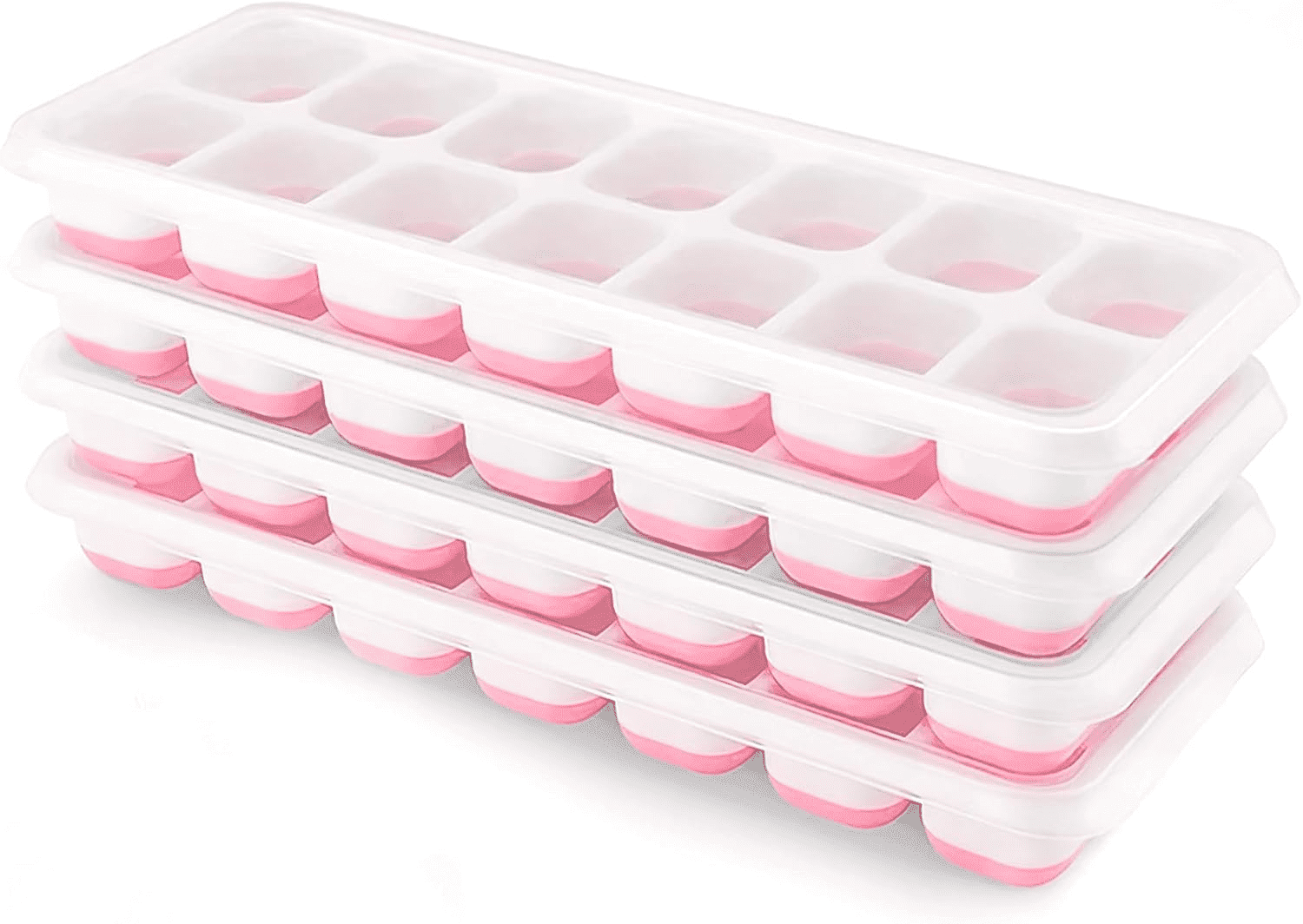 Ice Cube Trays 4 Pack, Silicone Easy Release Flexible 14 Cube Square ...