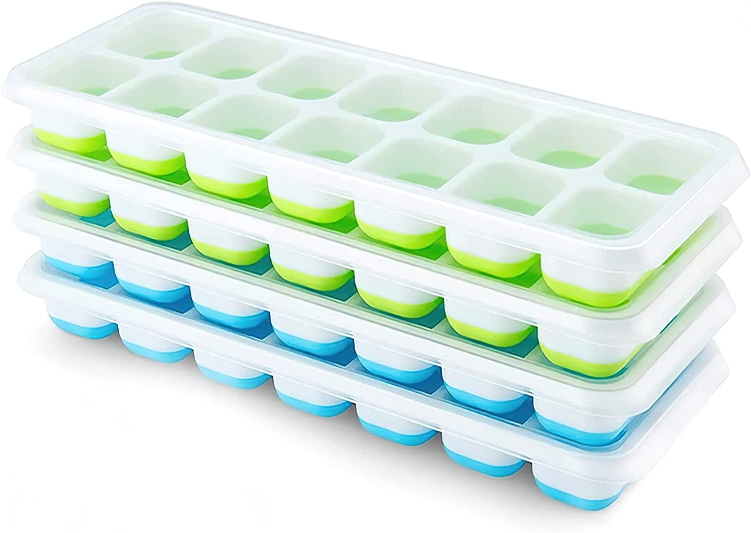 Ice Cube Trays 4 Pack, Silicone Ice Cube Trays with Removable Lid, Easy ...