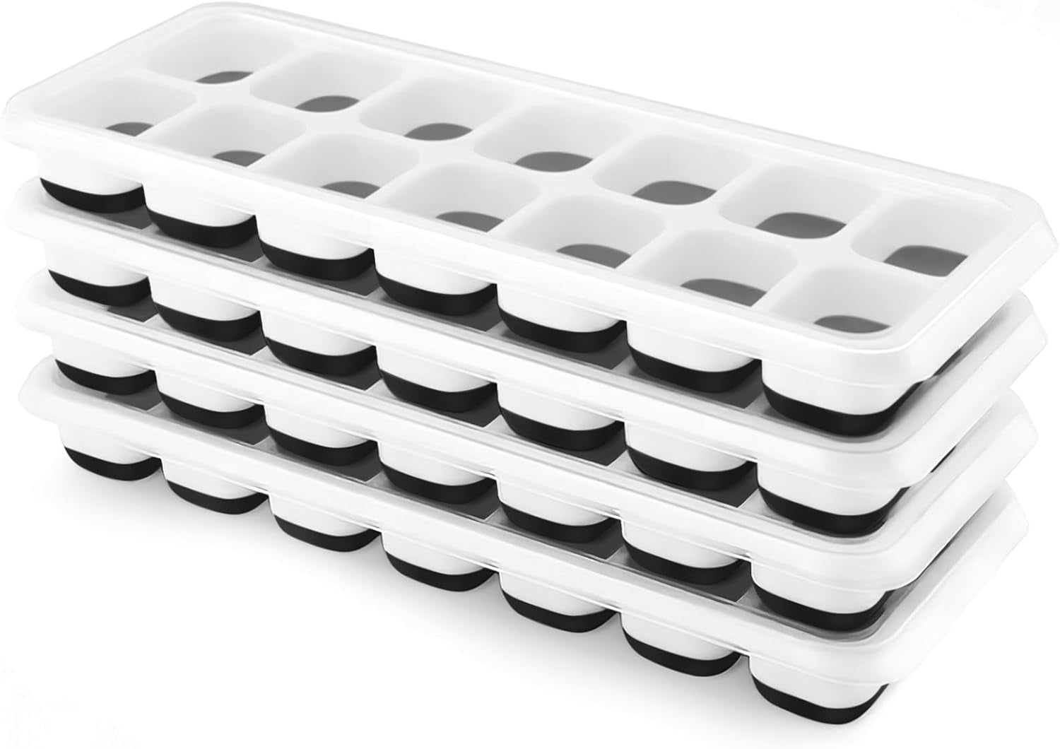 Ice Cube Trays 4 Pack, Silicone with Removable Lid, Easy-Release ...
