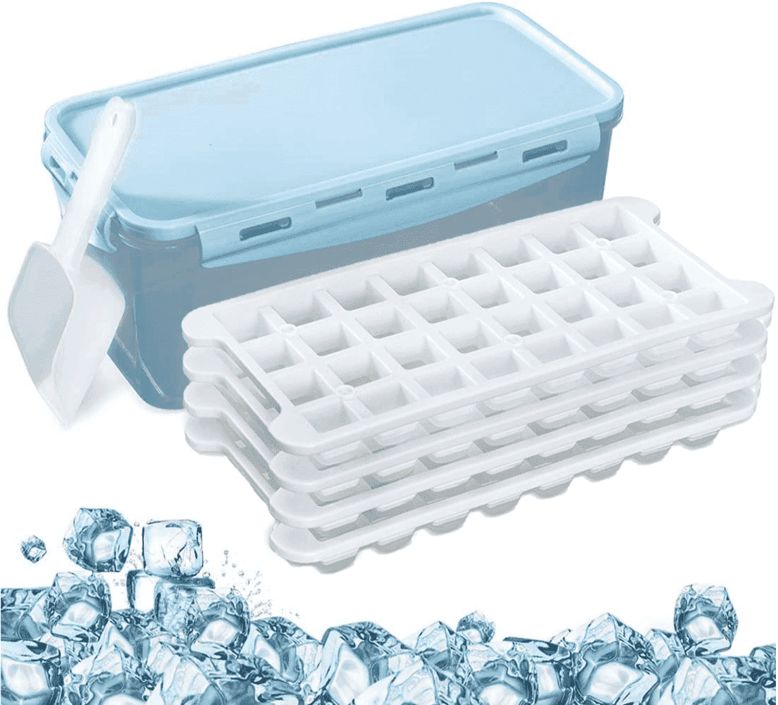 BPA-Free Plastic Ice Cube Trays Pack of 4, Stackable Reusable Freezer ...