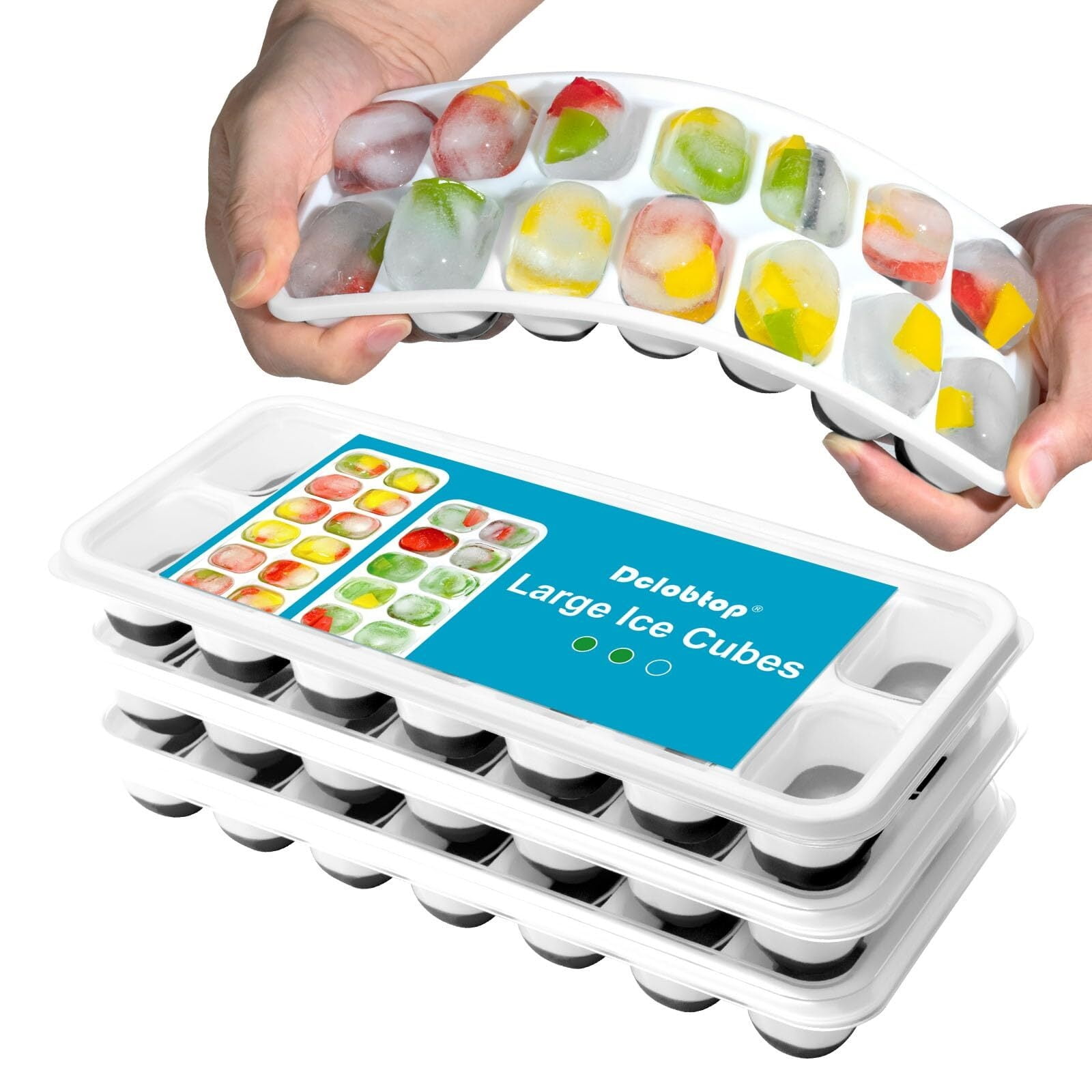 A Ice Cube Trays for Freezer - 4 Pack Easy to Release Plastic Silicone ...