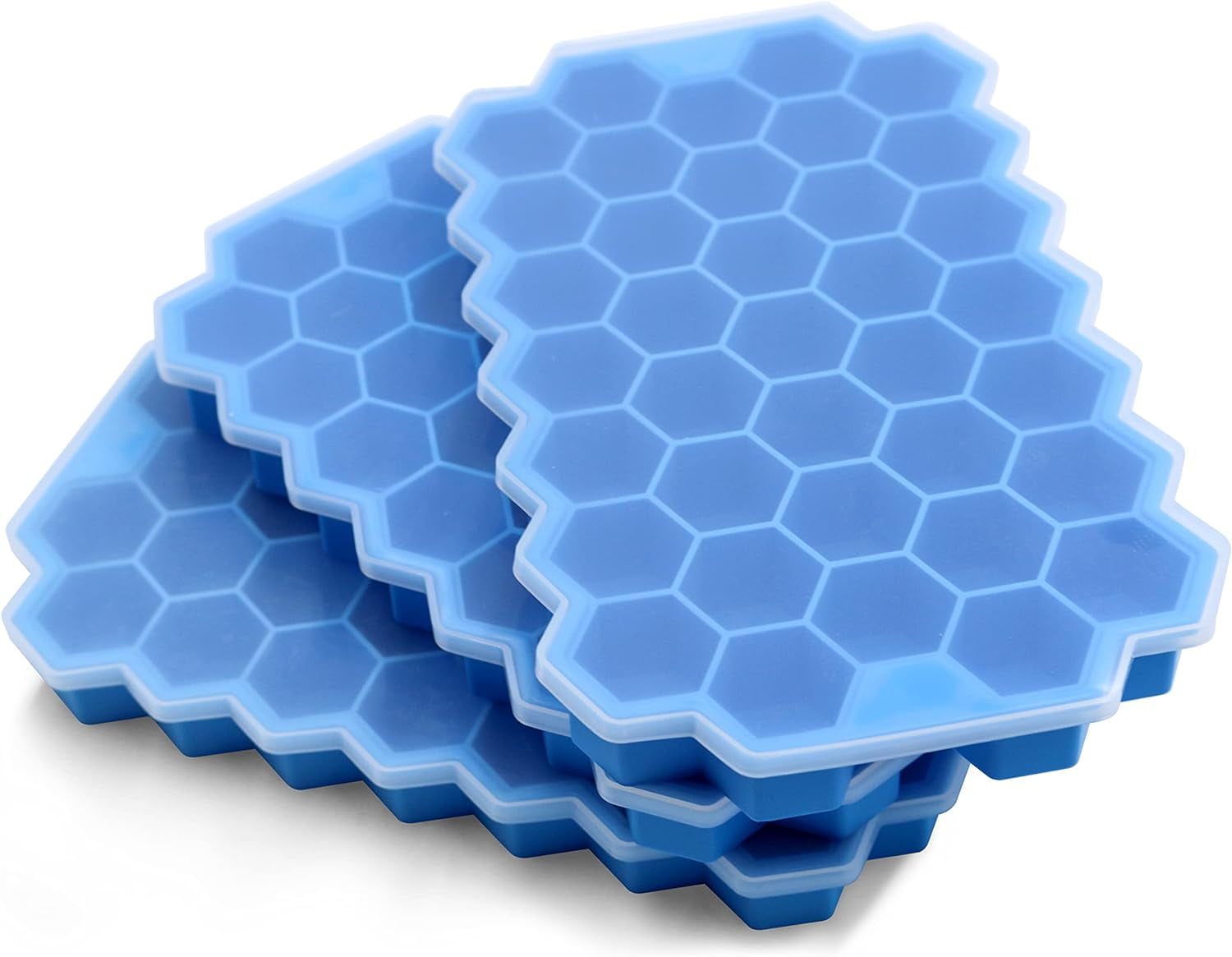 Ice Cube Trays for Freezer with Lid-3 Packs Silicone Ice Cube Tray with ...